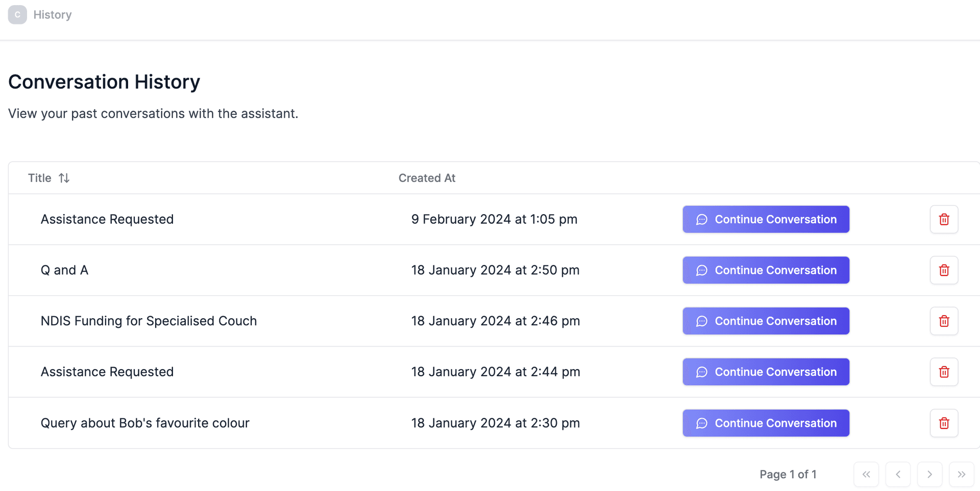 Conversation History - Guides